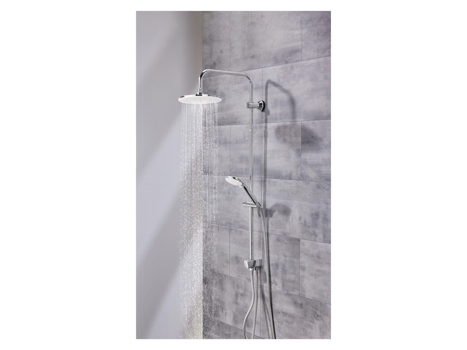 Zestaw natryskowy z deszczownicą, z regulacją wysokości